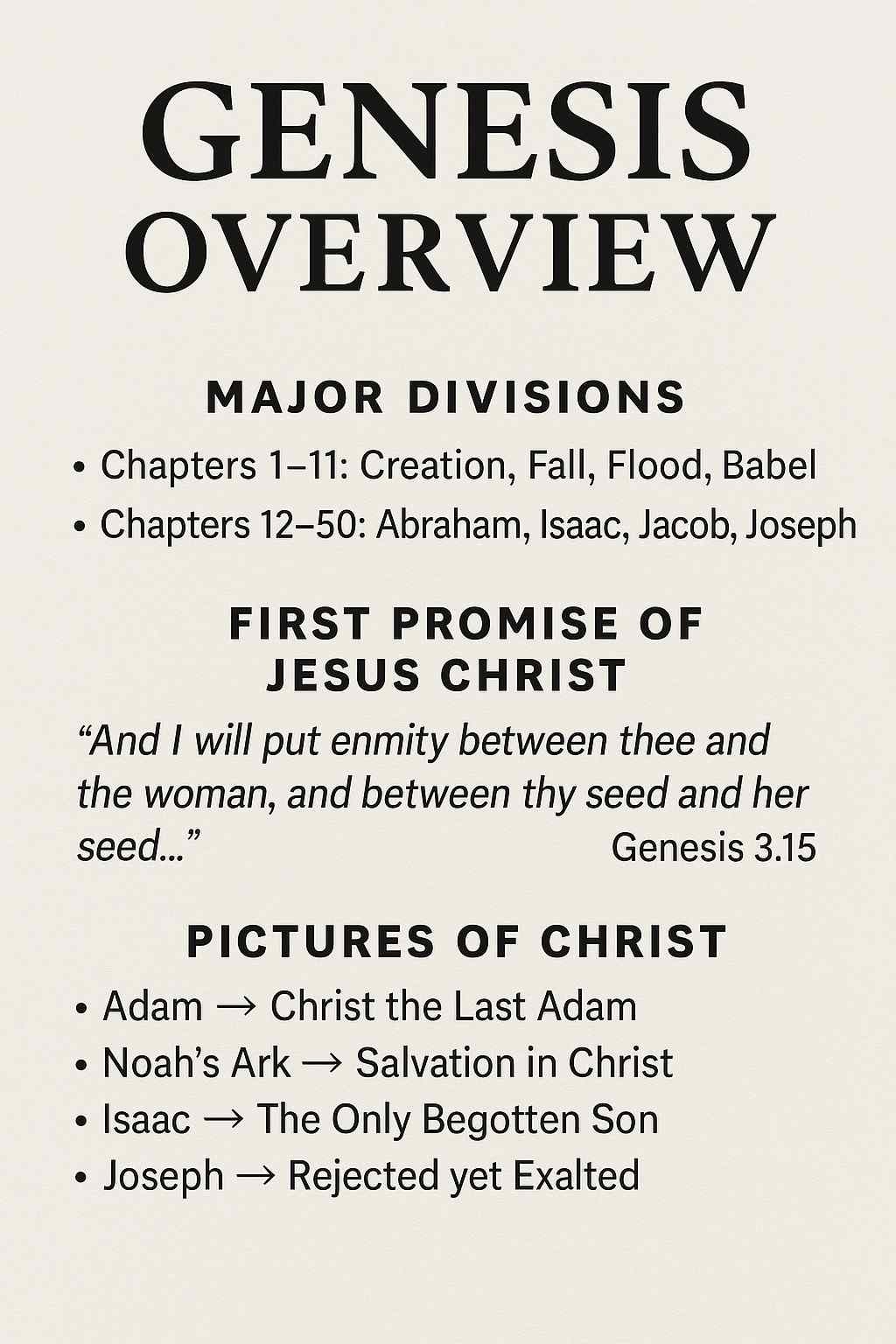 Genesis Overview | True Words Baptist Church